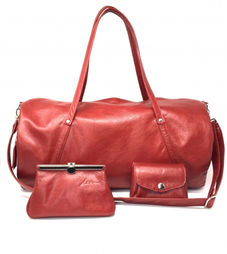 Rote Tasche aus Leder Damen Umhängetasche